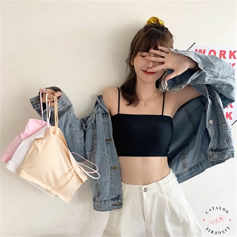 ꕥcatalog Underwearꕥ เสื้อซับในสายเดี่ยวแฟชั่น สีพื้น ทรงเหลี่ยม มี