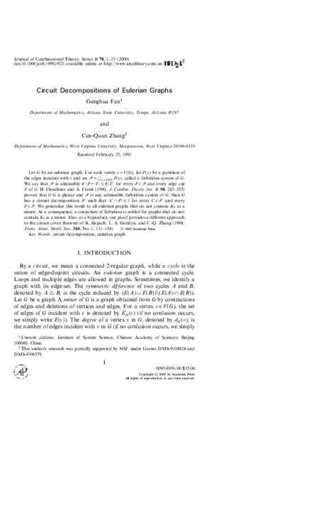 Pdf Circuit Decompositions Of Eulerian Graphs