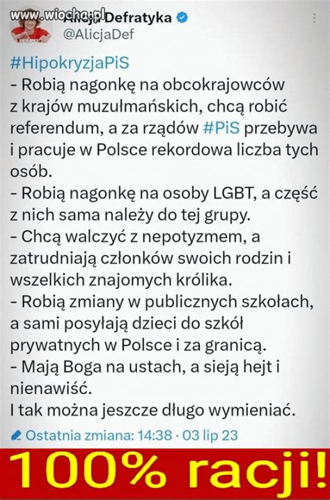 Pisowska Hipokryzja Wiocha Pl Absurd