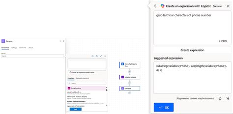 Copilot 식 도우미를 사용하여 식 만들기 업데이트 및 수정프리뷰 Power Automate Microsoft