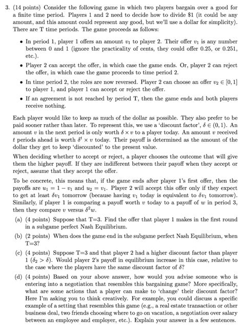 Solved 3 14 Points Consider The Following Game In Which