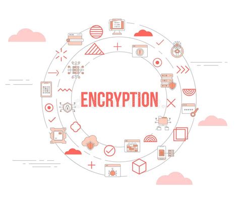 Encryption Concept With Icon Set Template Banner And Circle Round Shape