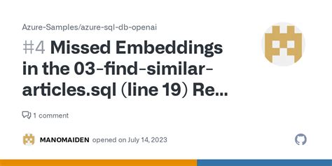 Missed Embeddings In The 03 Find Similar Articlessql Line 19 Rest Api Url · Issue 4 · Azure
