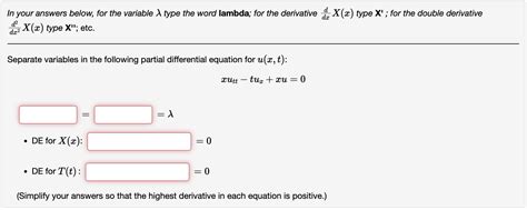 Solved In Your Answers Below For The Variable Type The