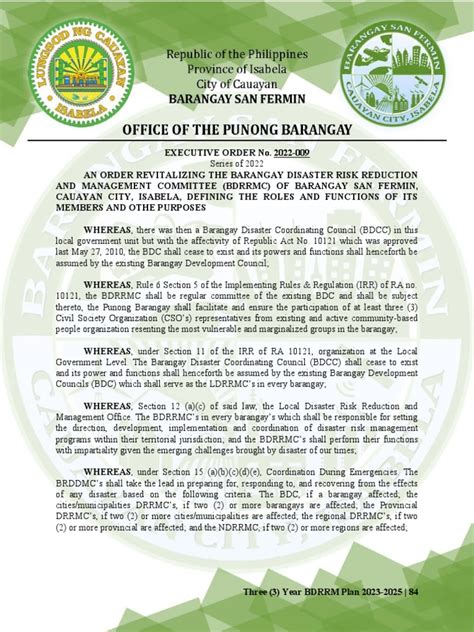 Eo No 2022 009 Revitalizing Bdrrm Committee Pdf