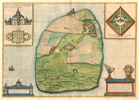 Antique Map By Braun And Hogenberg Of The Island Of Hven Sanderus