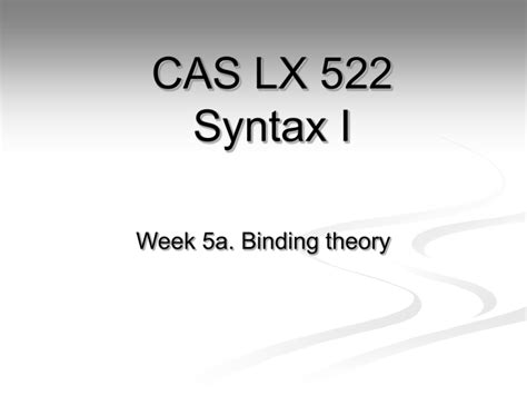 Binding Theory