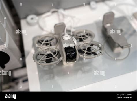 Innovative Drone Model With Advanced Features Displayed At Technology Expo Showcasing Modern