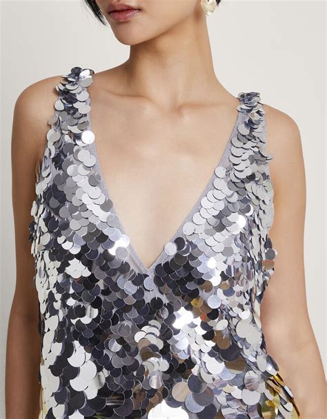 Gloria Ombre Sequin Dress Silver