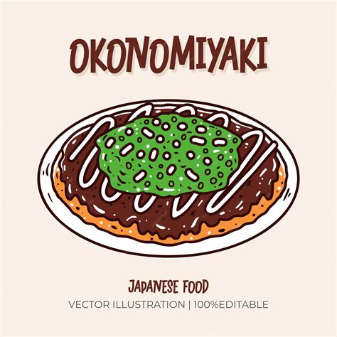 Premium Vector Okonomiyaki Japanese Food Vector Illustration