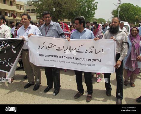 Teaching Staffs Of Ned University Of Engineering And Technology Holding A Rally Against Sindh