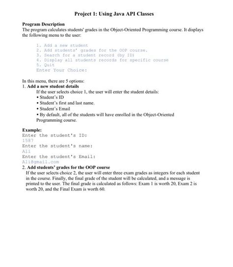 Solved Program Descriptionproject 1 Using Java Api