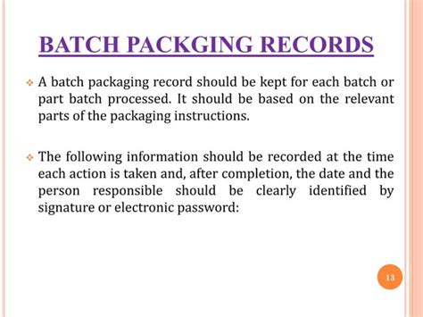 Batch Packaging Record For Sterile Water For Injection Pptx