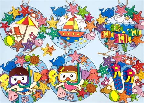 여름 리스 만들기 환경 구성 도안 여름 바다 미술 활동 네이버 블로그