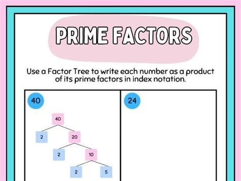 Product Of Prime Factor Tree Worksheet Teaching Resources