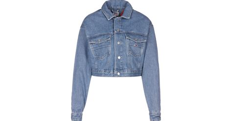 Tommy Hilfiger Hemp Denim Cropped Trucker Jacket Indigo Blue • Price