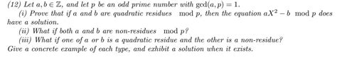 solved 12 lel a b e z and let p be an odd prime number