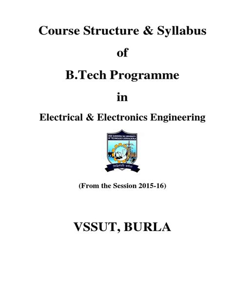 Course Structure And Syllabus For Btech Programme In Electrical