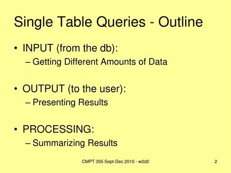 Ppt Single Table Queries Powerpoint Presentation Free Download Id