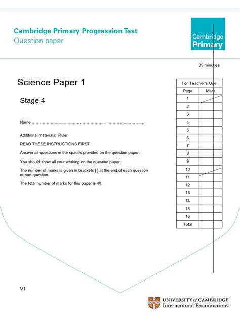 Primary Progression Test Stage 4 Science Paper 1 Pdf Water