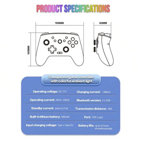 Honson Switch Wireless Game Controller With L2r2 Hall Sensor Rgb