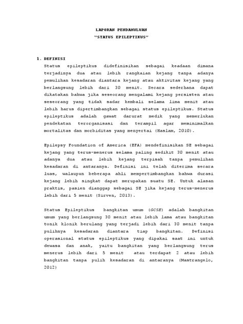 Lp Status Epileptikus Pdf Pengembangan Diri