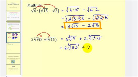Multiplying Binomials With Radicals Youtube