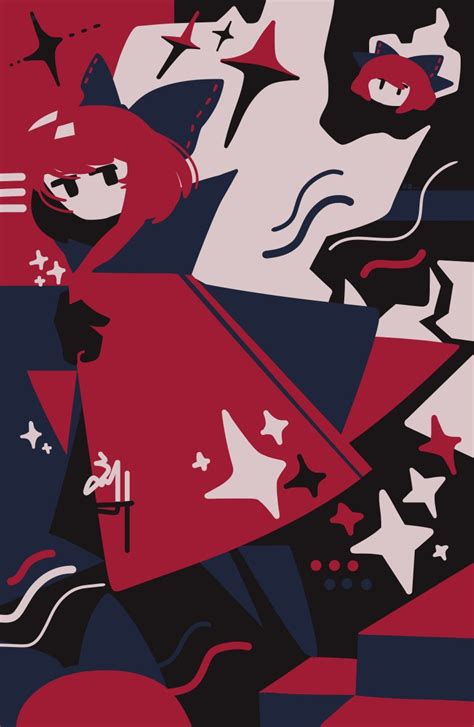 The Big Imageboard Tbib 1girl Abstract Background Blue Bow Bow Cape