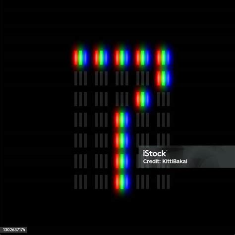 광채 빨간색 녹색파란색 픽셀 벡터 일러스트와 Rgb 픽셀 글꼴 문자 0명에 대한 스톡 벡터 아트 및 기타 이미지 0명 3