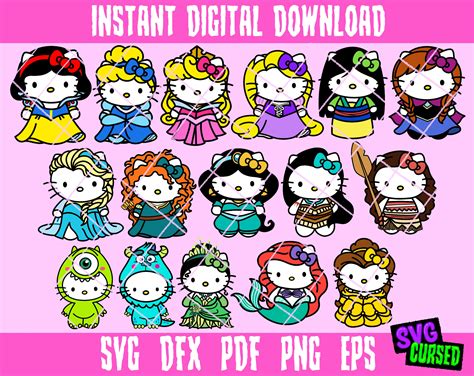 Hello Svg Kitty Svg Vector Cute Cat Princess Layered Svgdxfpng For