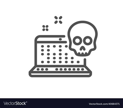 Cyber Attack Line Icon Ransomware Threat Sign Vector Image