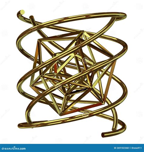Golden Geometric Shapes Circles Splines Rectangles Lines Stripes