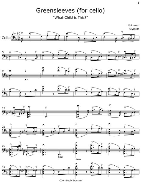 Greensleeves For Cello Sheet Music For Cello