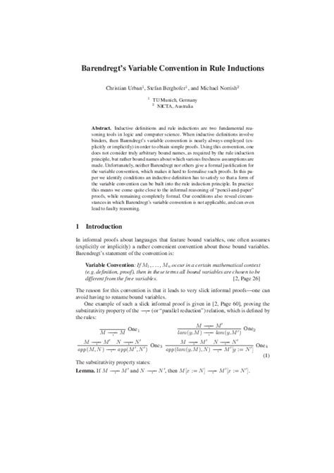Pdf Barendregts Variable Convention In Rule Inductions