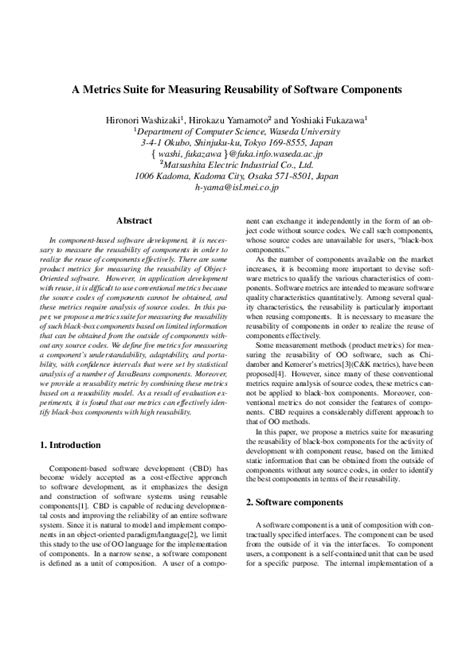 Pdf A Metrics Suite For Measuring Reusability Of Software Components