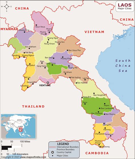 Laos Major Cities Map List Of Major Cities In Different States Of Laos