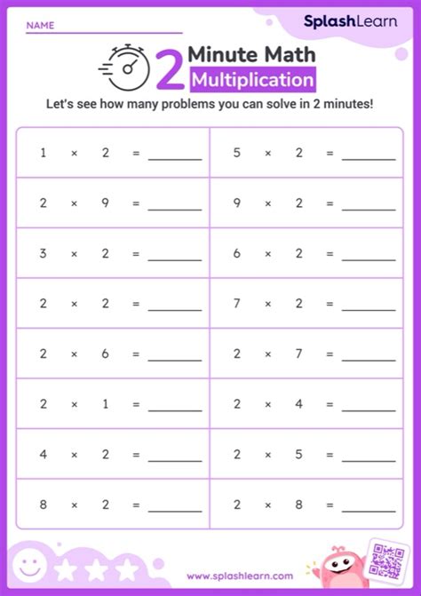 Timed Multiplication Test Worksheets