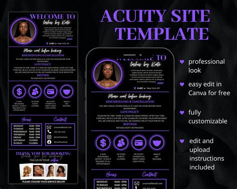 Neon Acuity Scheduling Template Diy Booking Site Template Acuity Site Acuity Design Lash Tech