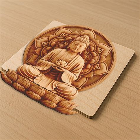 Buddha 3d Illusion Laser Engraving File Sacred Lotus Mandala Design