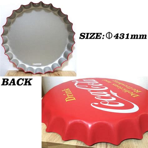 ブリキ看板 ボトルキャップ コカコーラ アンティーク Coca Cola ロゴ 壁飾り 赤 かわいい 正規品 アメリカン 雑貨 インテリア