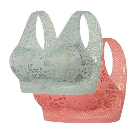 Jalioing 2 Pack Wireless Bra For Women Breathable Full Coverage