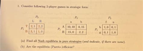 Solved 1 Consider Following 2 Player Games In Strategic