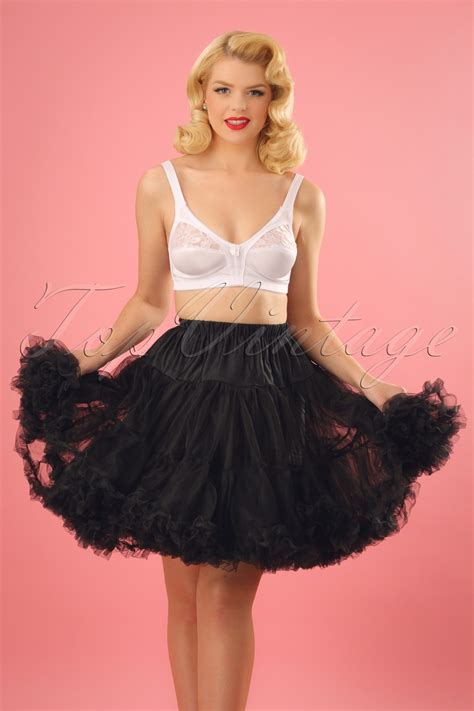 50s Retro Short Chiffon Petticoat In Black
