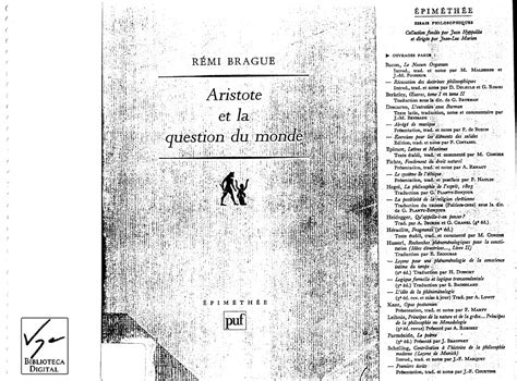Brague Aristotle Et La Question Du Monde Pdf