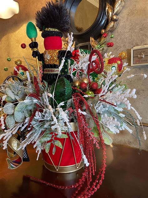 Holiday Nutcracker Drum Centerpiece Christmas Centerpiece Festive