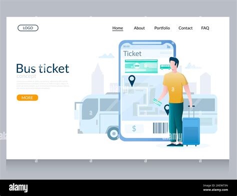 Bus Ticket Vector Website Template Web Page And Landing Page Design