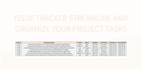 Issue Tracker Streamline And Organize Your Project Tasks Excel Template And Google Sheets File