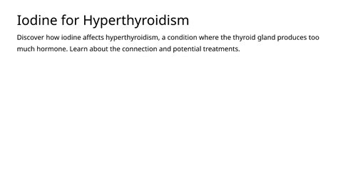 Iodine For Hyperthyroidism Meds Is