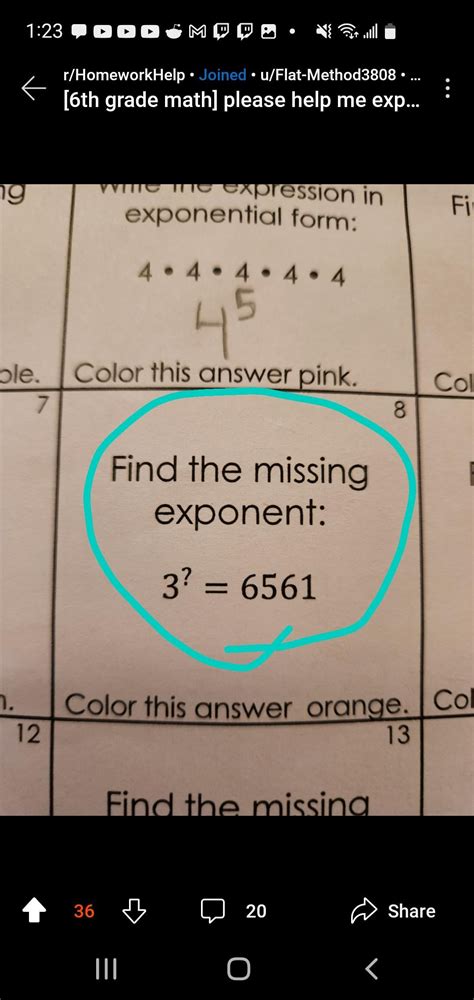 6th Grade Math Help Solving This Exponent Question Rhomeworkhelp