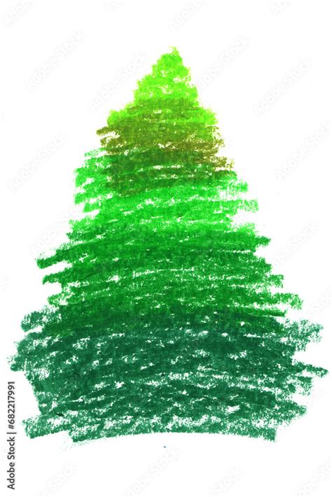 Christmas Tree Isolated Christmas And New Year Decoration Concept Hand Drawn Oil Choke Scetch